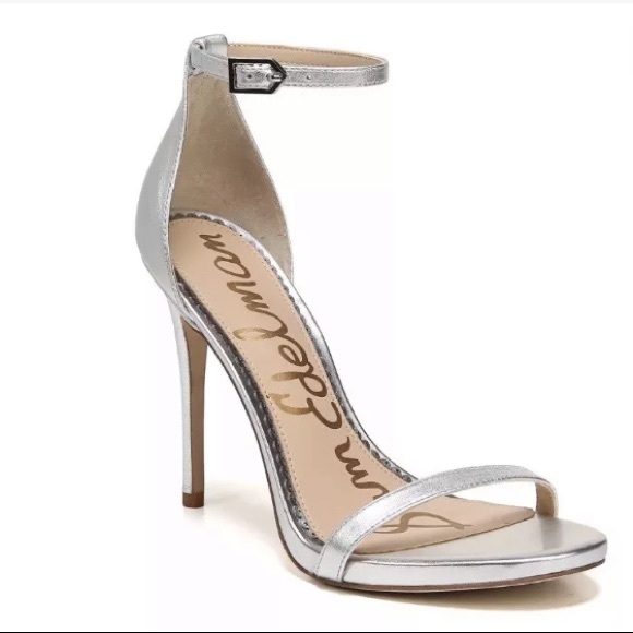 Sam Edelman | Shoes | Sam Edelman Ariella Metallic Silver Ankle Strap ...